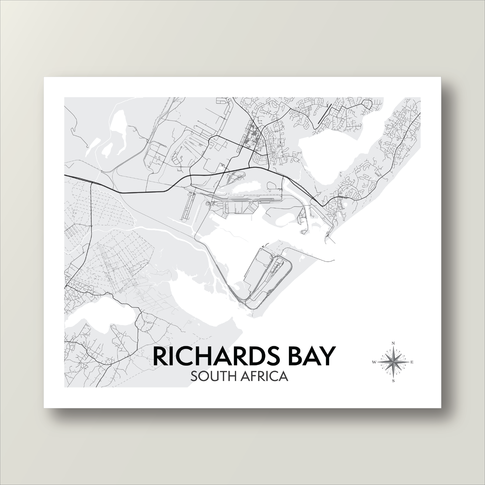 Richards Bay Harbour | Grey – Africa Map Art