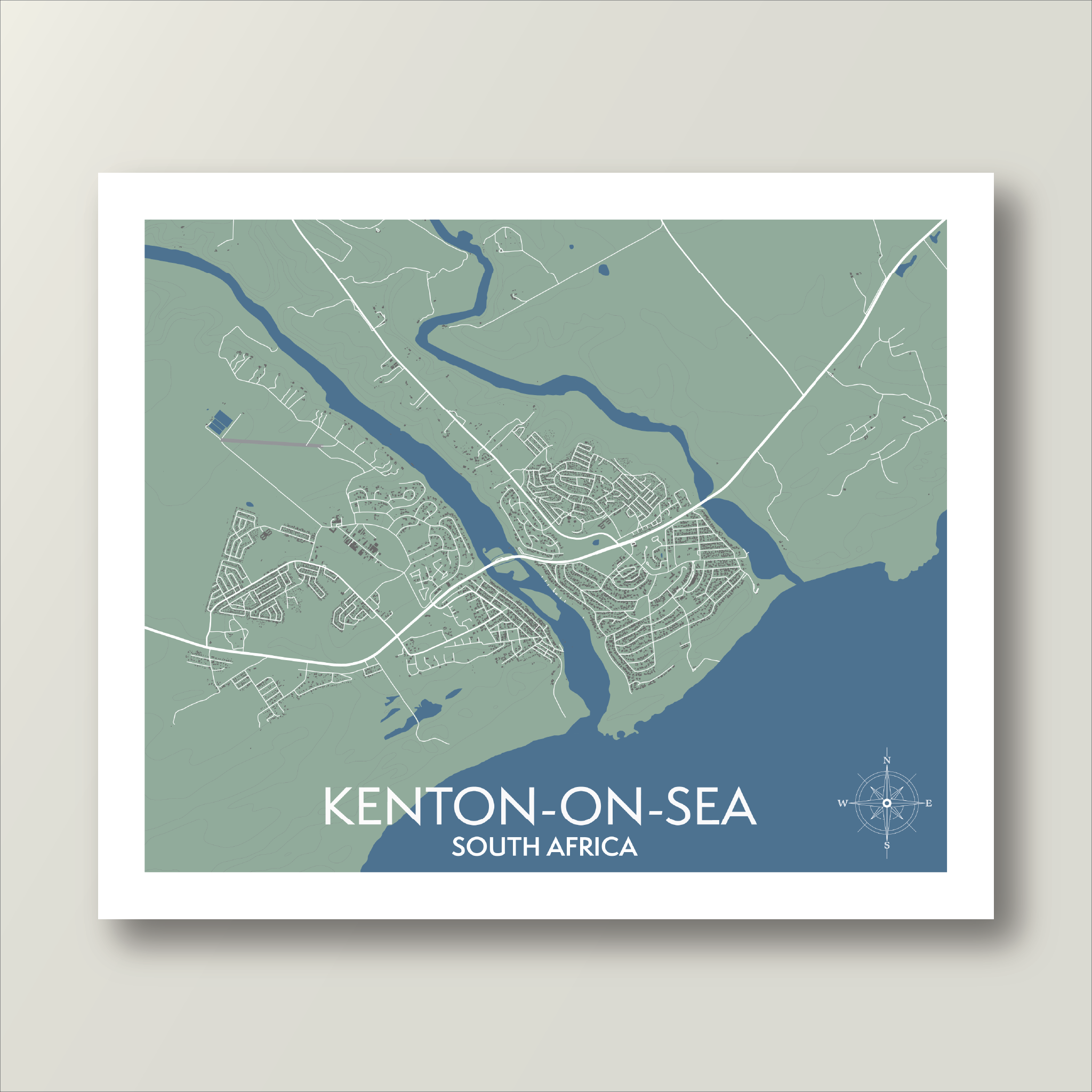 Kenton-on-Sea Map | Island Blue – Africa Map Art