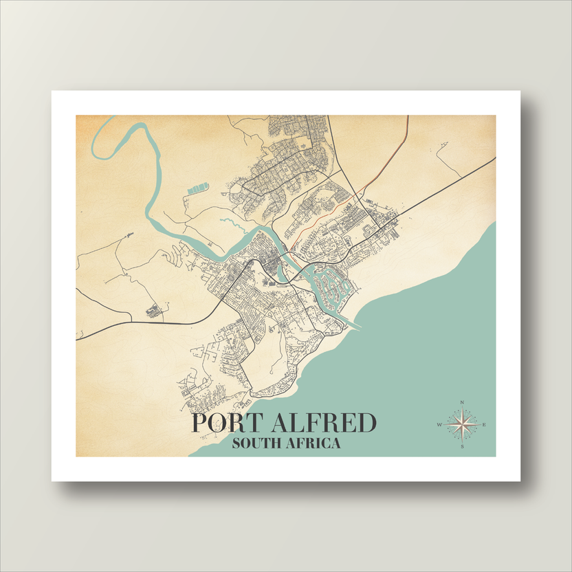 Port Alfred Map | Antique Patina – Africa Map Art
