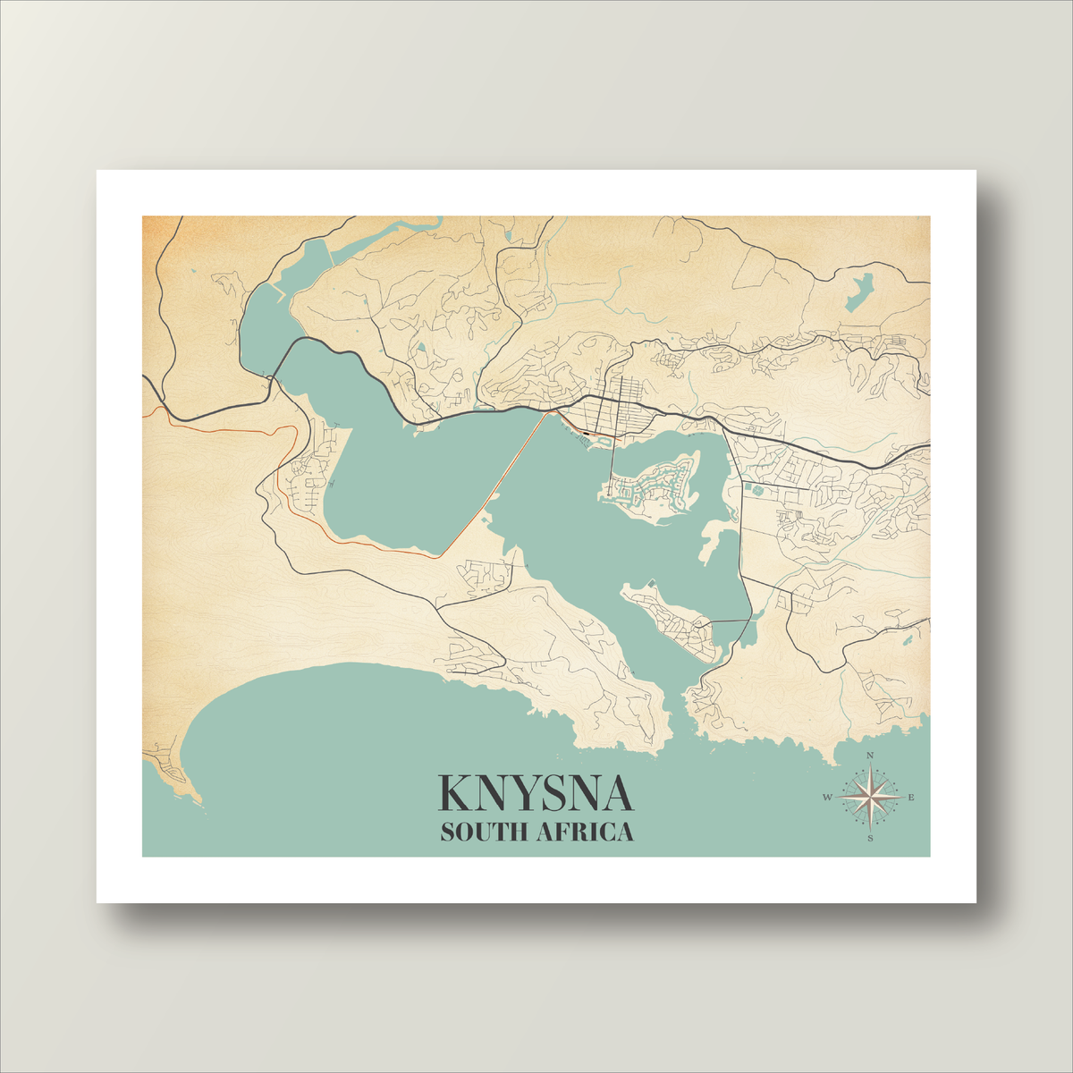 Knysna Map | Antique Patina – Africa Map Art