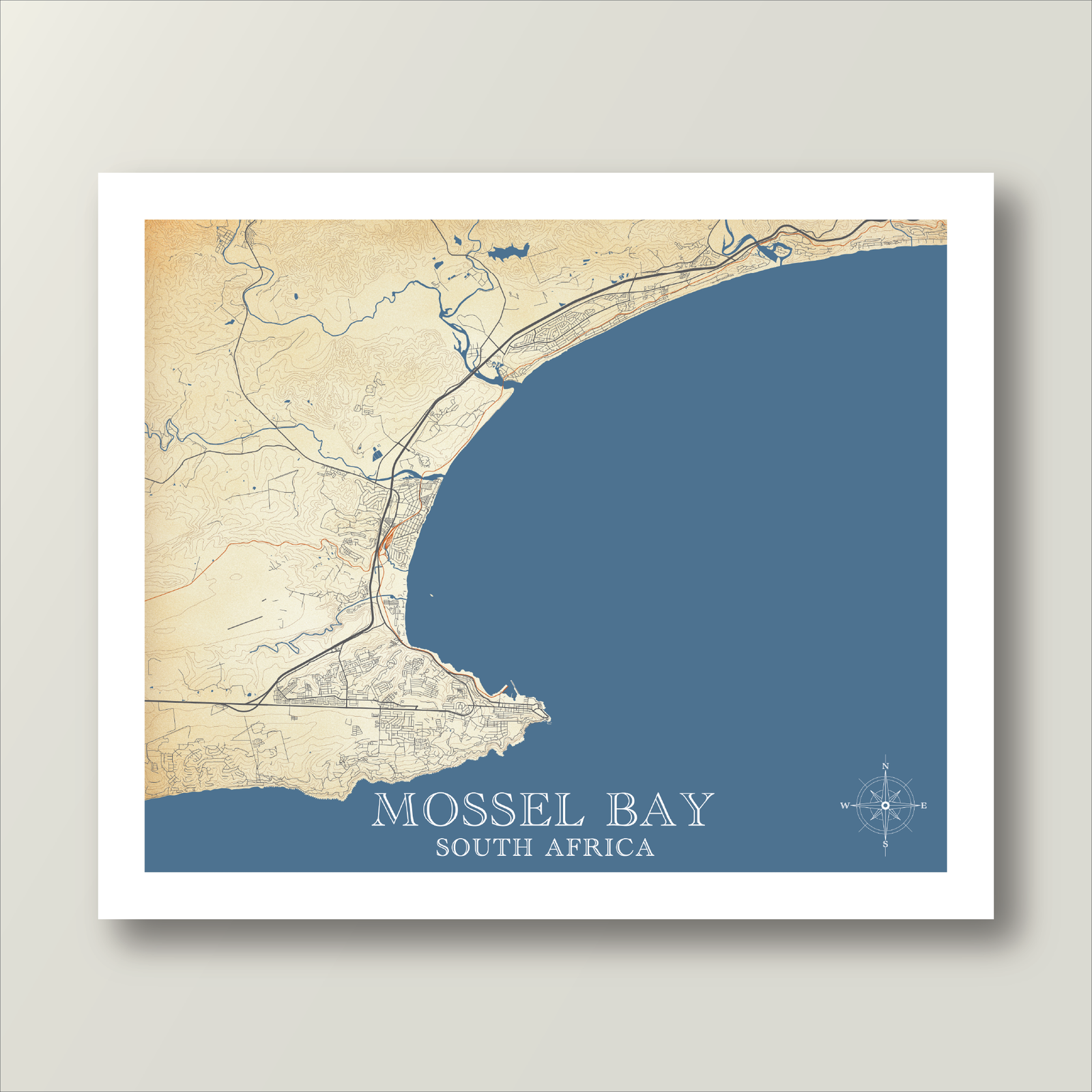 Mossel Bay Map Print | Island Blue – Africa Map Art