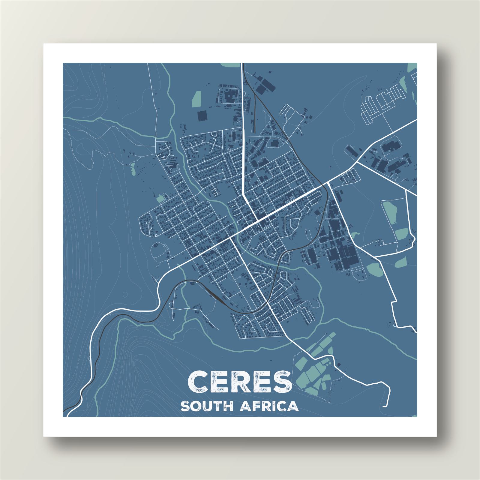 Ceres Map | Kashmir Blue colour style – Africa Map Art