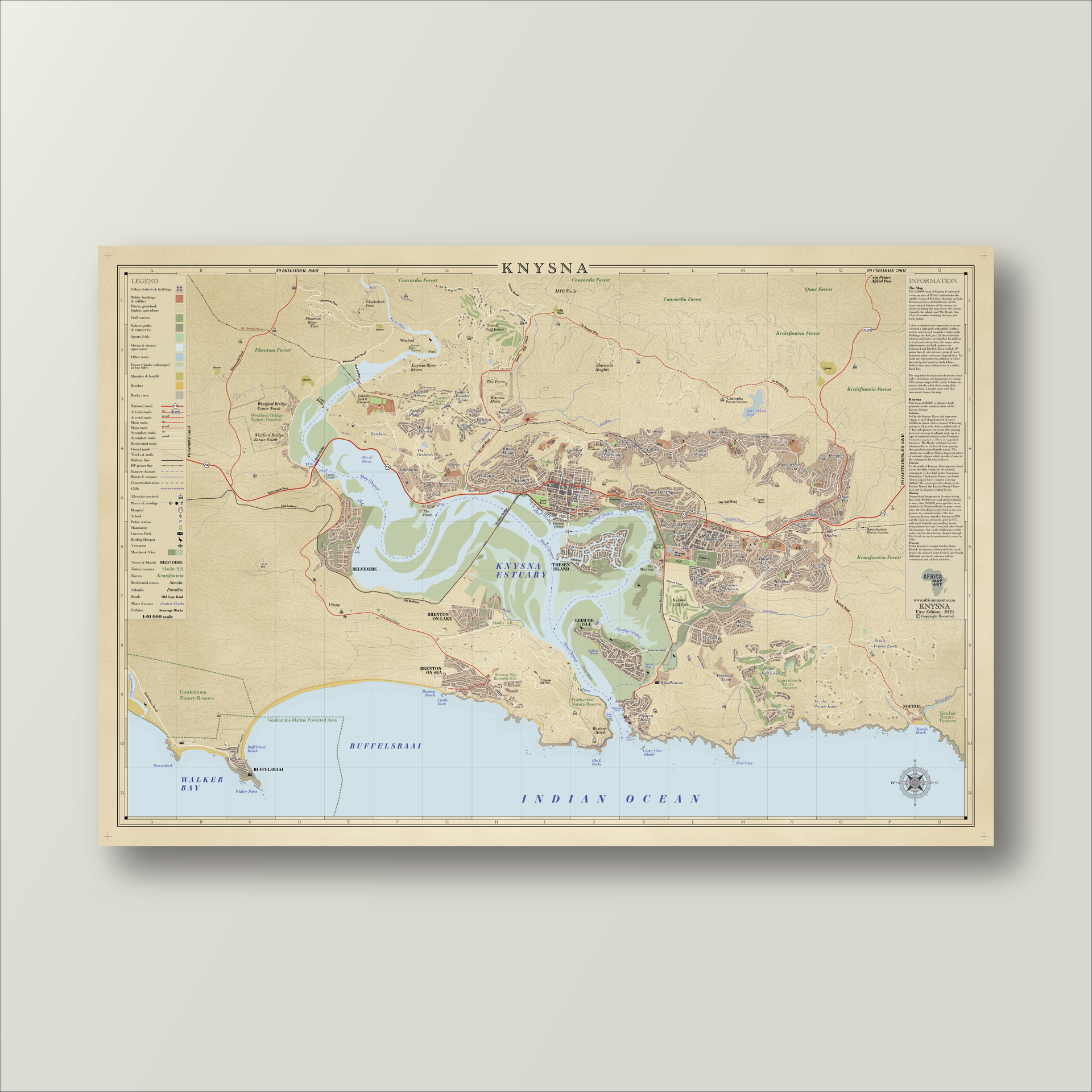 Knysna Large Map | Vintage style – Africa Map Art