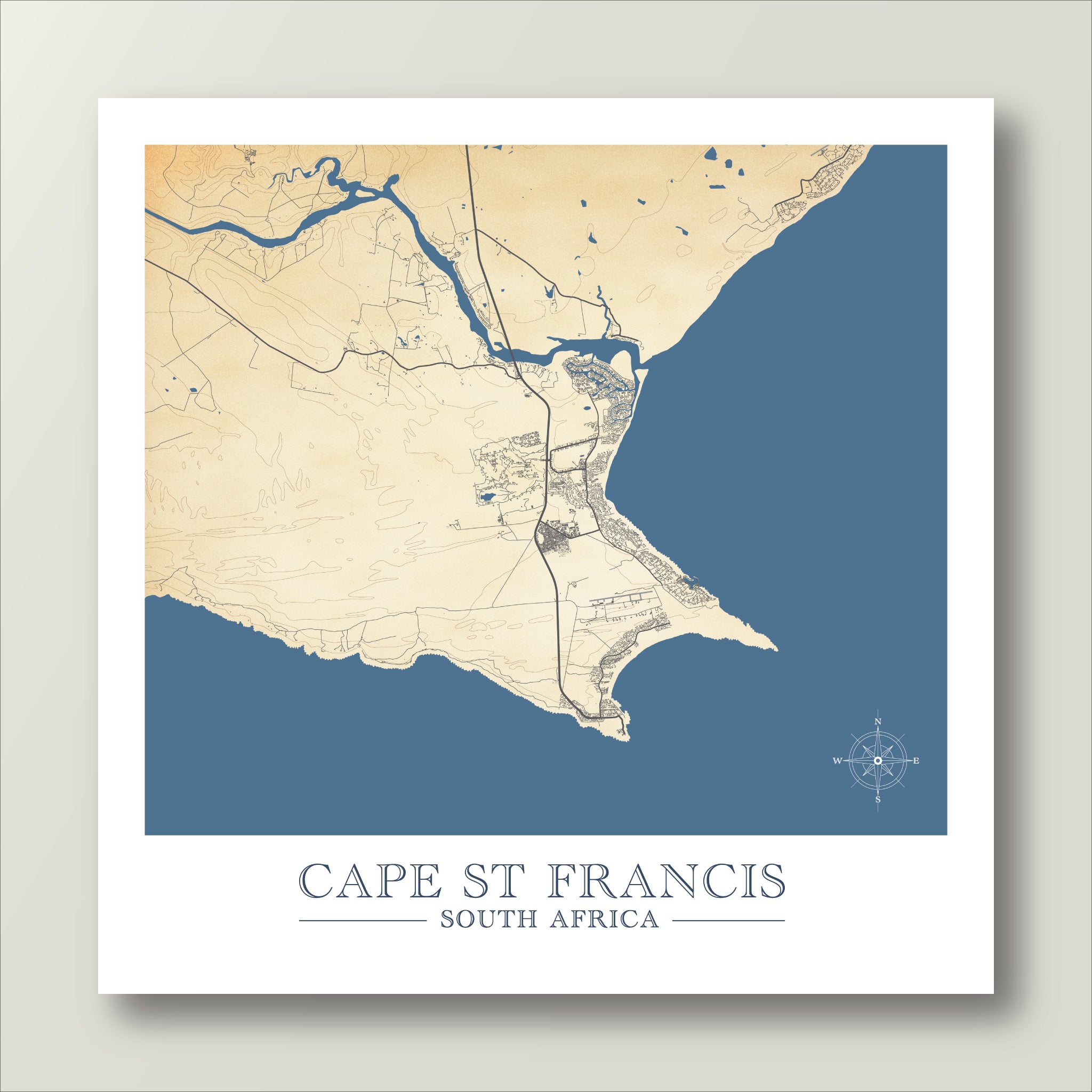 Cape St Francis Map | Island Blue Poster – Africa Map Art