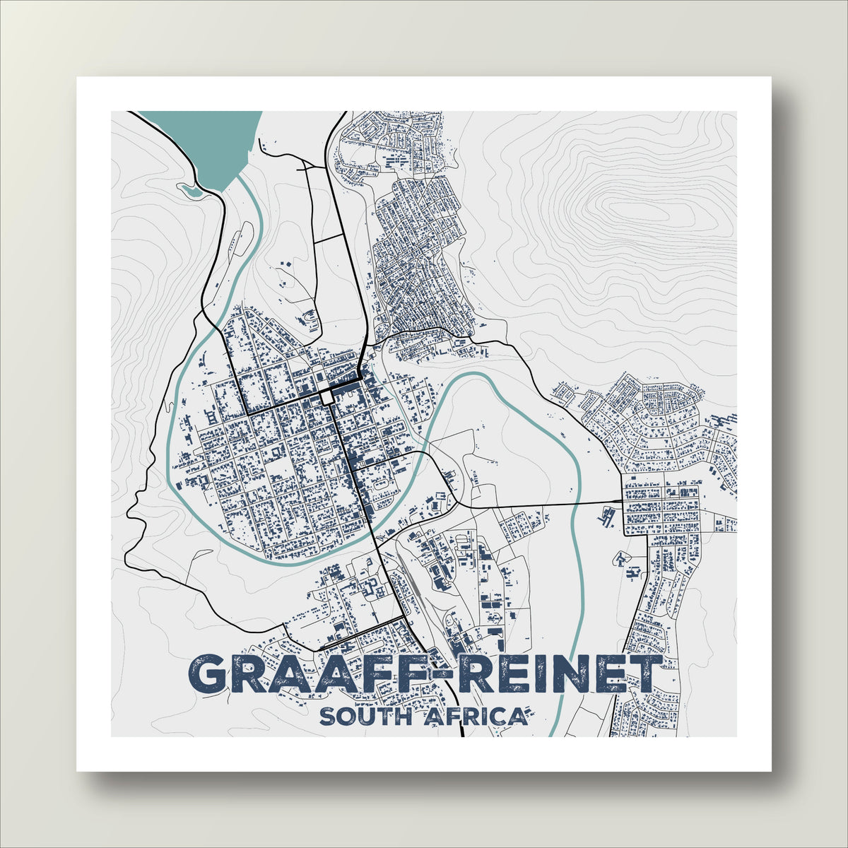 Graaff-Reinet Map | Grey – Africa Map Art